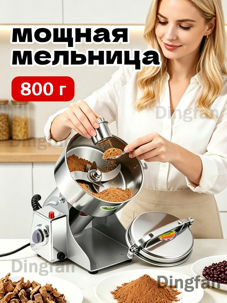 Электрическая зернодробилка (мельница) 2400 Вт, многофункциональная мельница для зерна, специй и лекарственных трав, компактная, простое использование