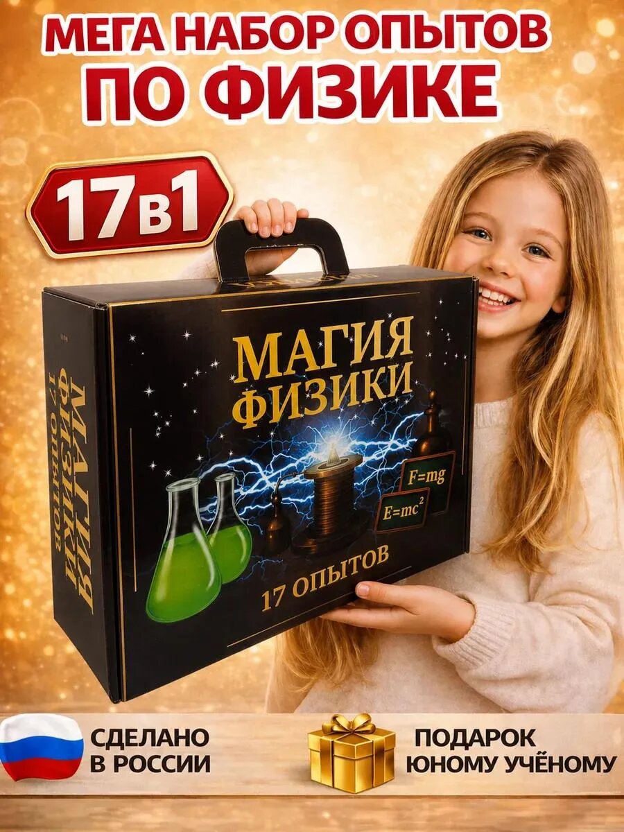 17в1 Опыты для детей Большая Лаборатория физика Набор для опытов Подарок для девочки на день рождения, мальчику