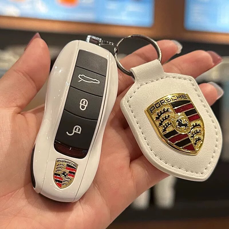 Ключевой чехол Porsche Cayenne Macan 911 Taycan с белым щитом — одиночный чехол