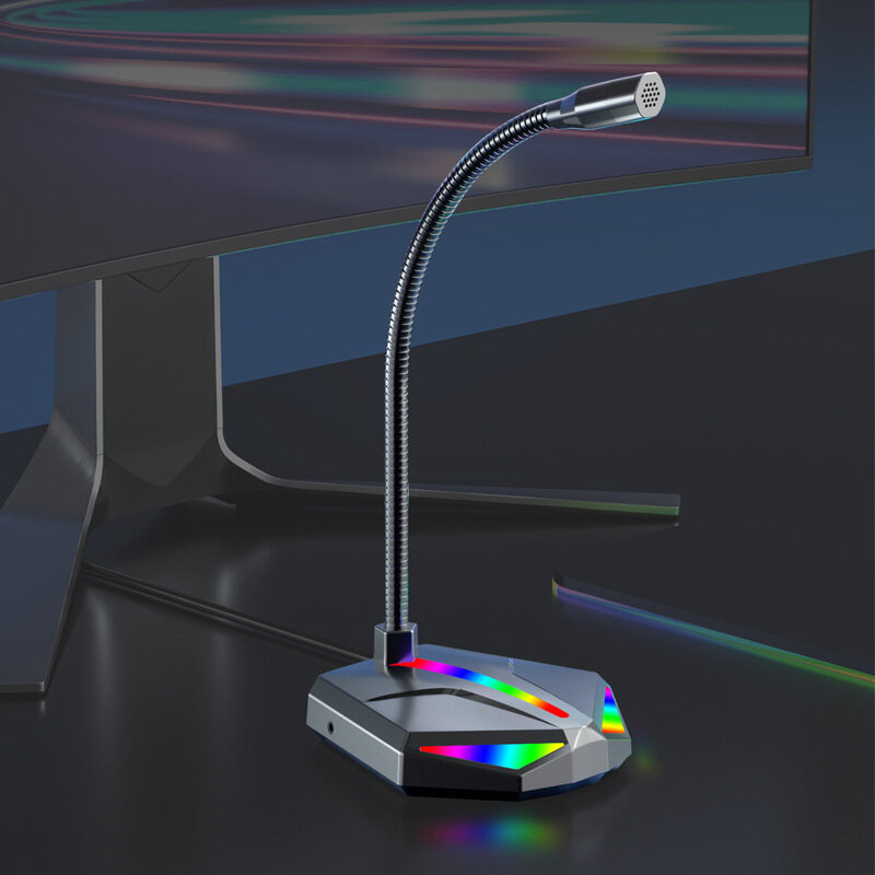 Проводной микрофон MyPads H1 с шумоподавлением и RGB подсветкой для компьютера