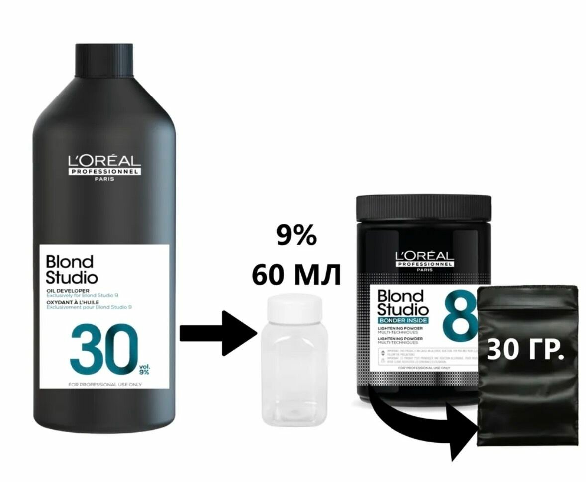 Набор для осветления Loreal Blond Studio 8 оксид 9% 60мл+супра 30гр