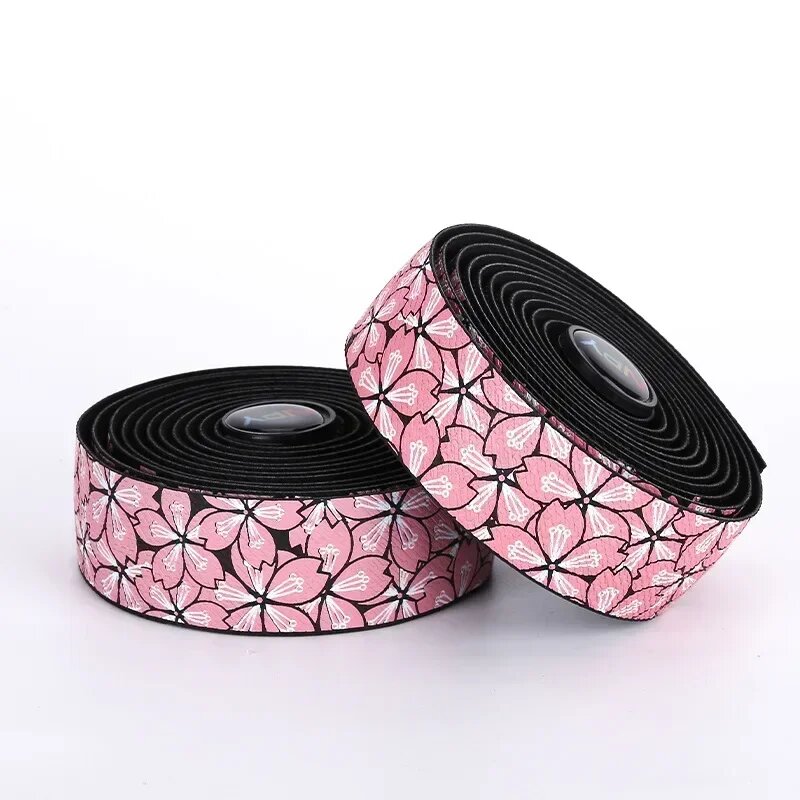 Велосипедная лента руля Shosseiny Velobici Lenta С Градиентным Узором «Сакура» Розовый, BLACK-PINK
