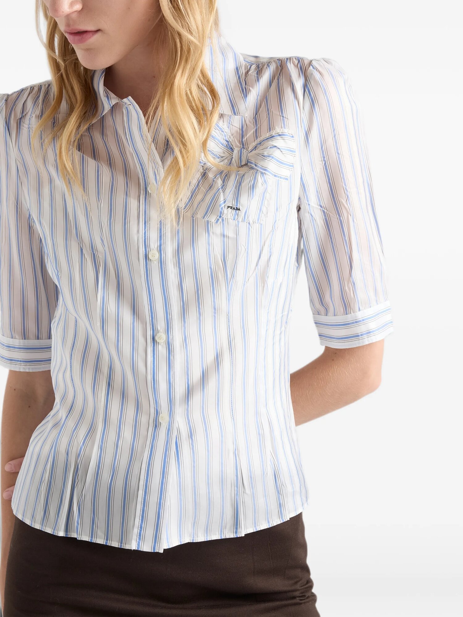 Рубашка Prada Striped shirt, размер 36 EU, белый — фото 1