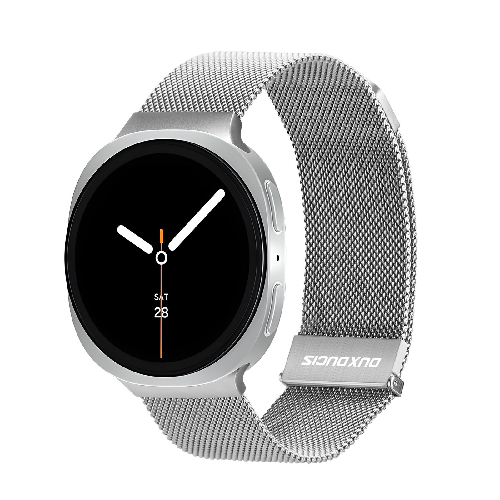 Ремешок из нержавеющей стали серебристого цвета от Dux Ducis для смарт часов Samsung Galaxy Watch 8 (40 и 44мм), серия Milanese Series (миланская петля)