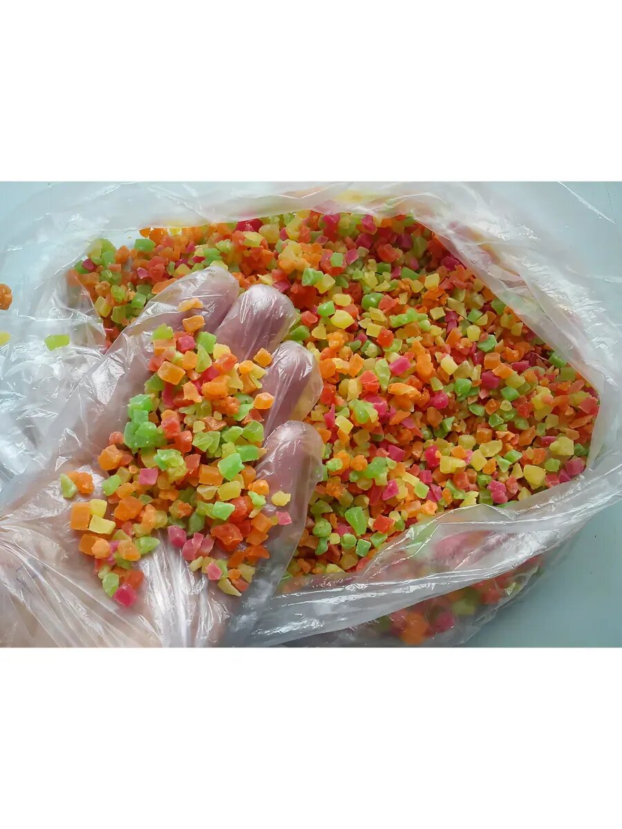 Цукаты Ананас сушеный кубики цветные мелкие