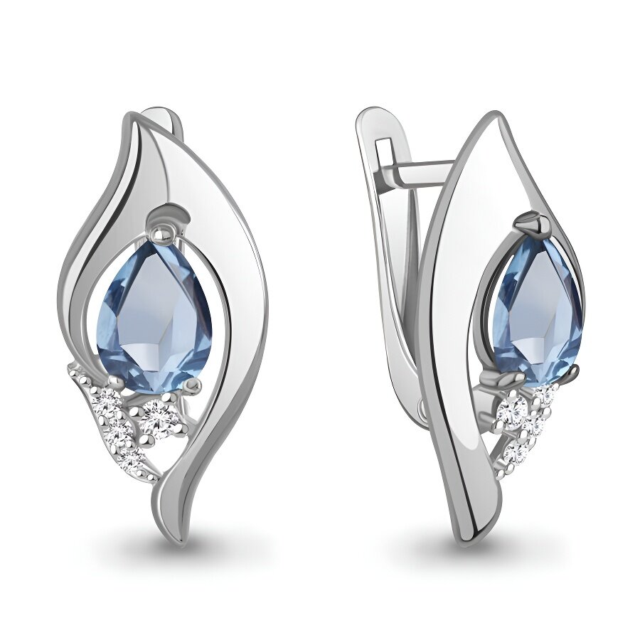 Серьги, серебро, 925 проба, топаз, фианит