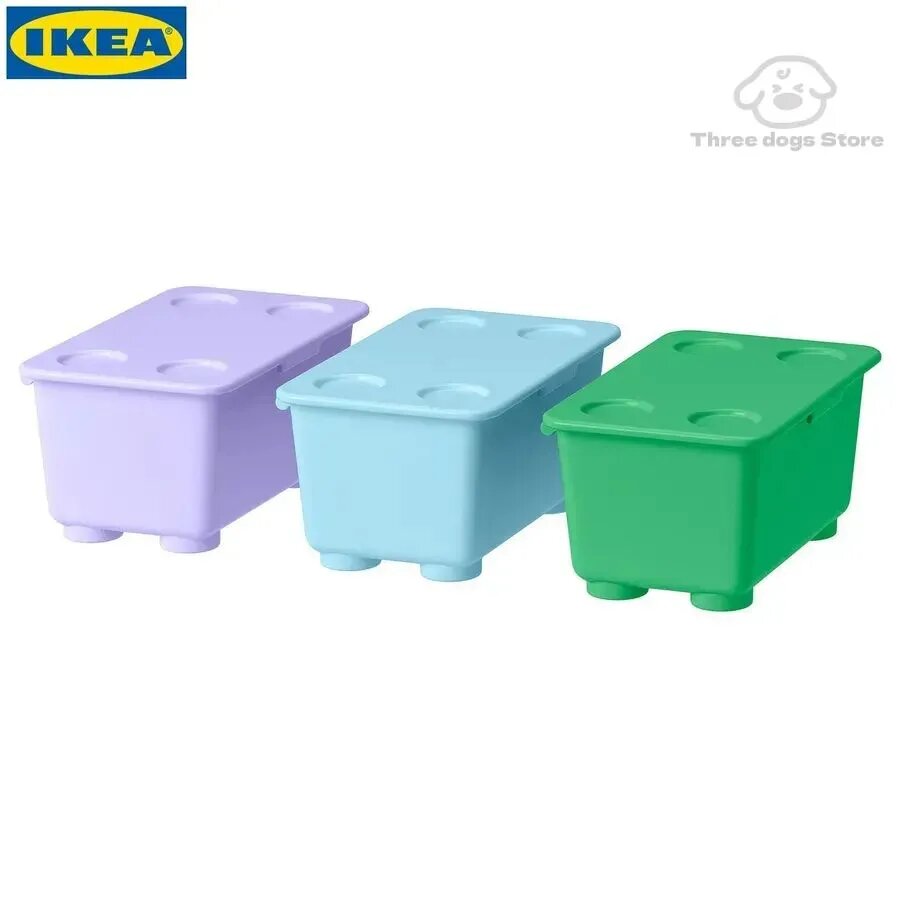 IKEA Ящик для хранения длина 17 см, ширина 14 см, высота 11 см 3 шт, фиолетовый