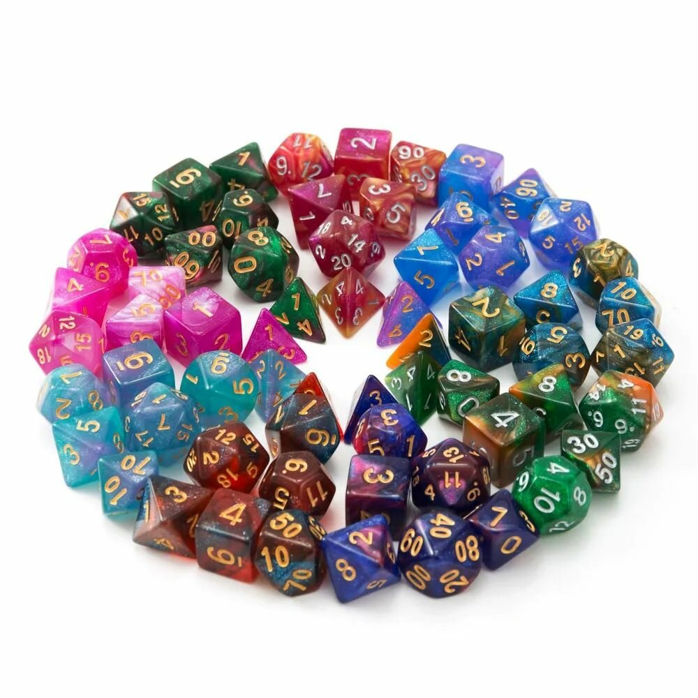 Кости игральные, дайсы, кубики для DnD (ДнД) 7 шт
