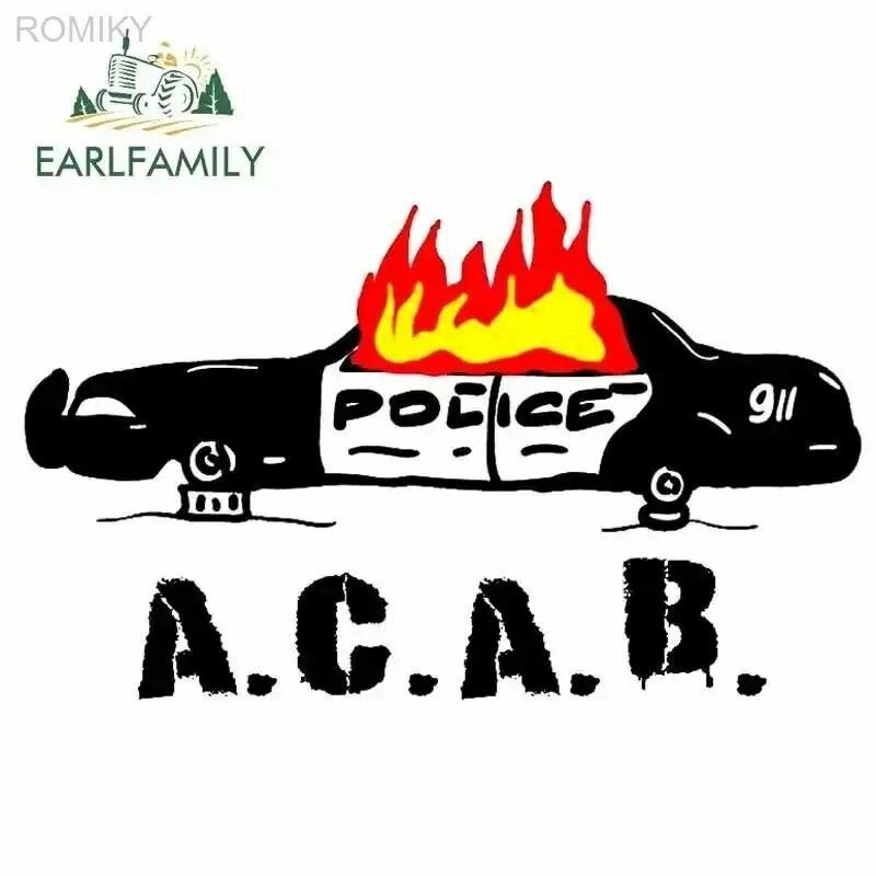 EARLFAMILY Burning Police ACAB Logo Vinyl Автомобильная наклейка JDM водонепроница Антиокислитель 13 см