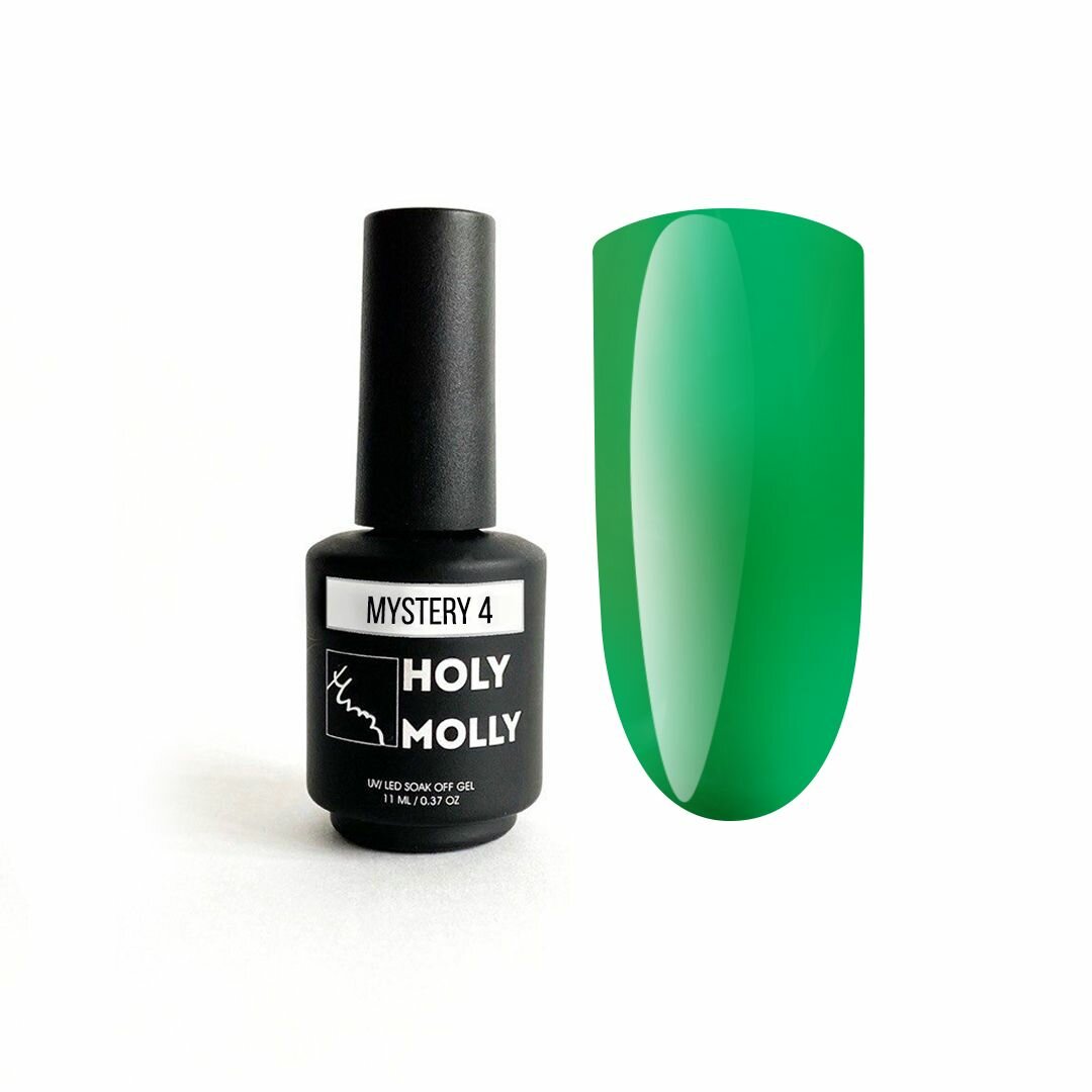 Holy Molly Гель - лак Гипоаллергенный самовыравнивающийся Зелёный Mystery 4 11ml