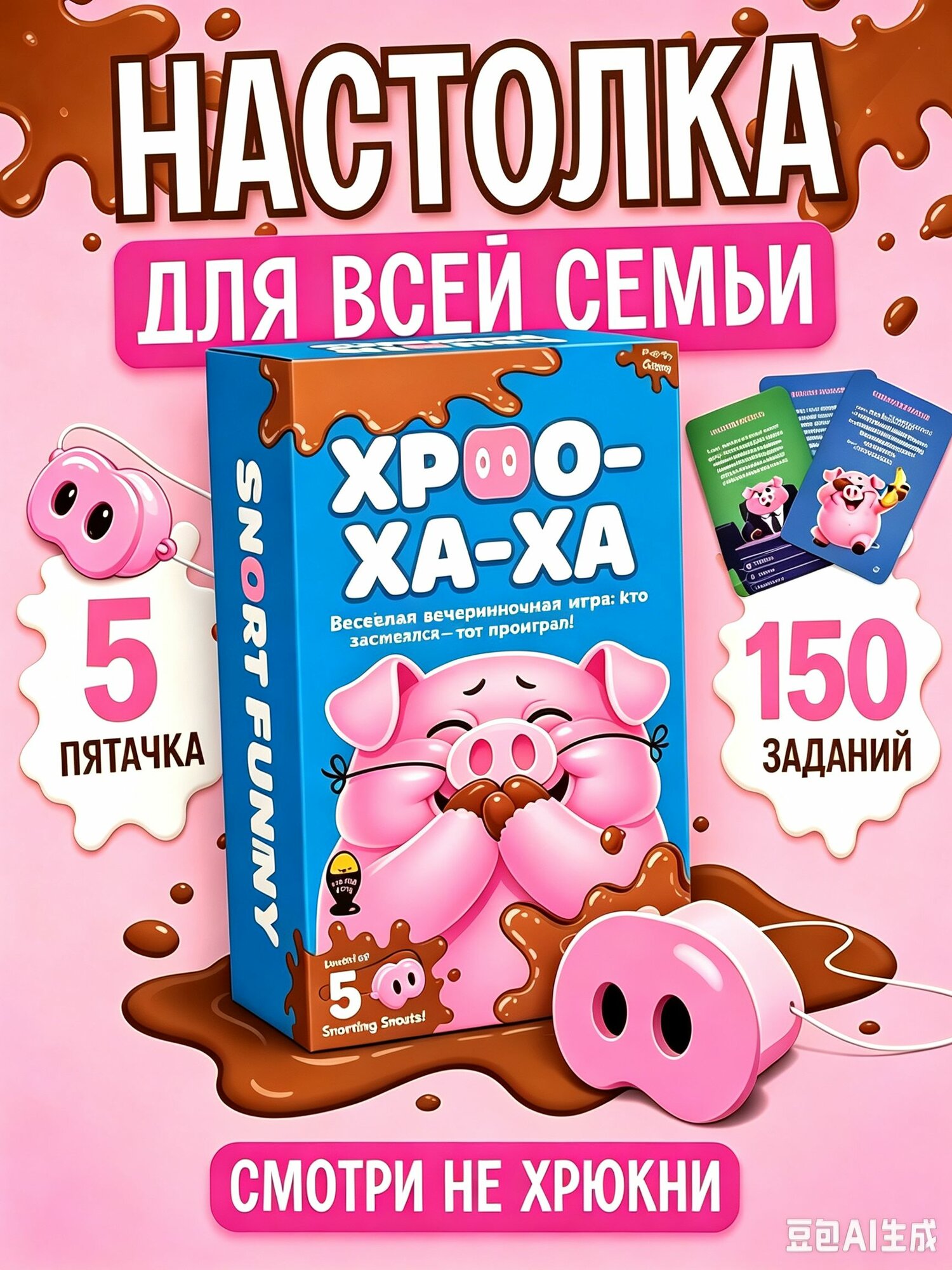 Hастольная игра для детей n взрослых: Какого Хрюка, Артикул: 5659377356