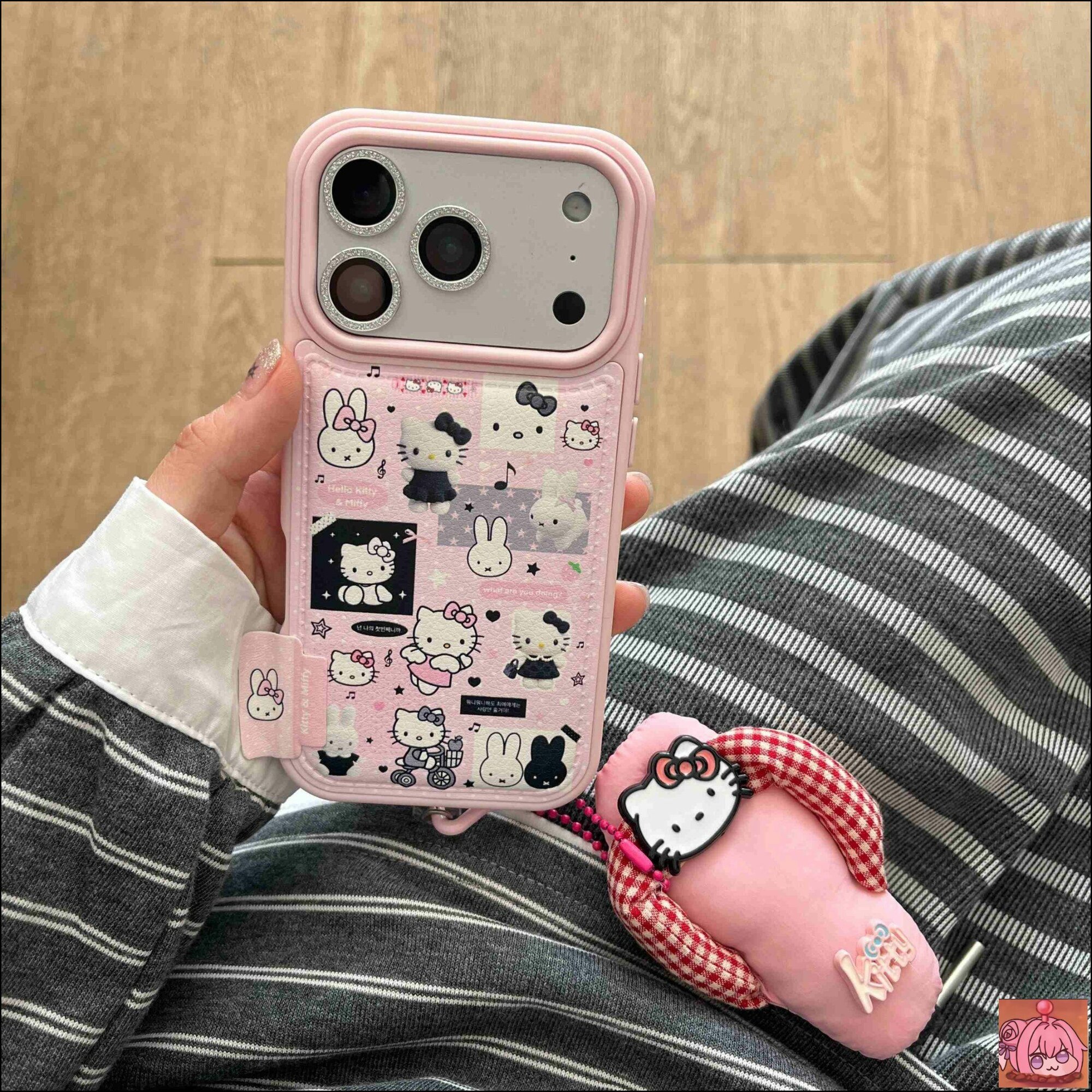 Чехол для iPhone 17PRO в стиле Hello Kitty с принтами персонажей, защитой камеры, мягкими краями и подвеской, для девушек
