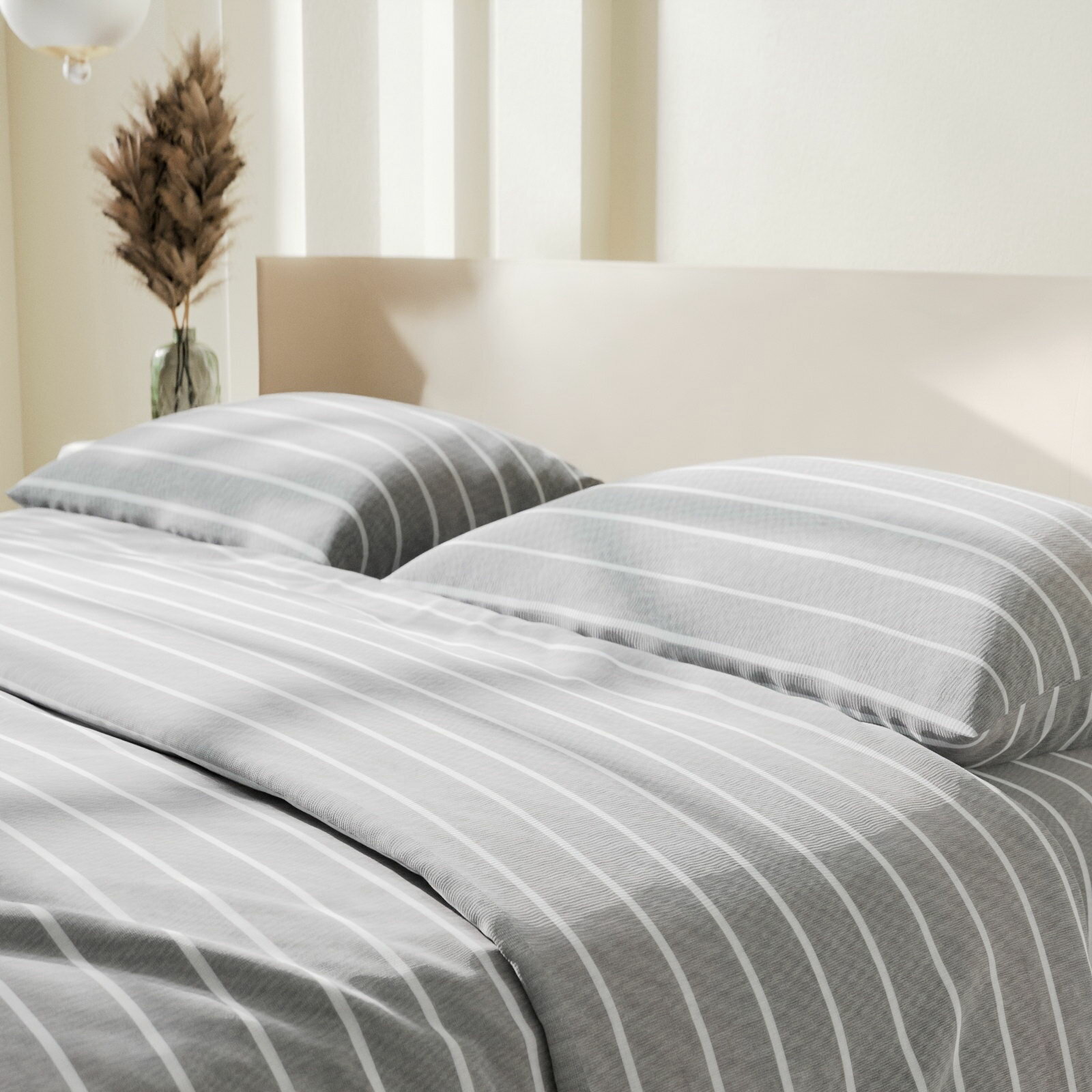 Постельное бельё евро Gray stripes, поплин, серое, сезон: весна
