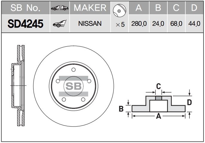 Диск тормозной передний NISSAN Juke/Sentra VII/Tii
