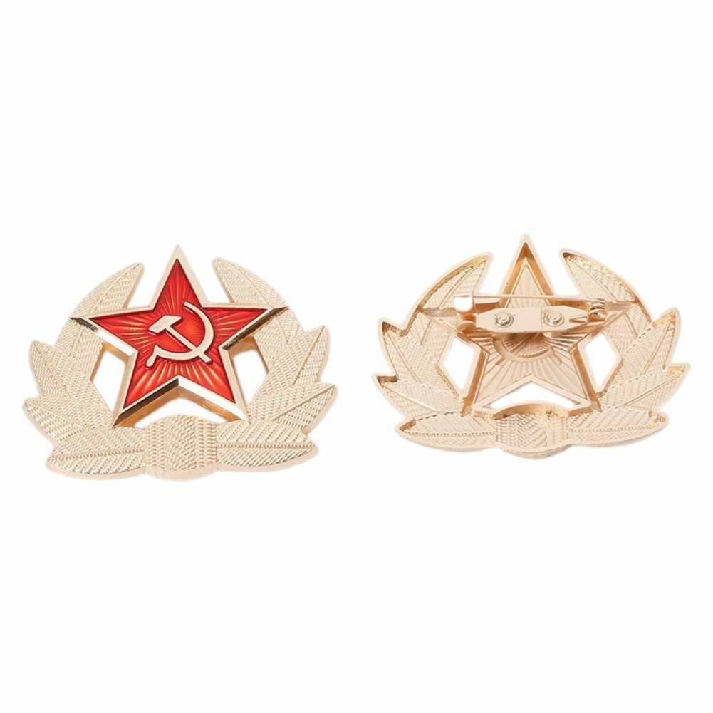 Значок с российским двуглавым орлом, советская патриотическая медаль "серп и молот" первой степени, металлическая брошь с красной пятиконечной звездой