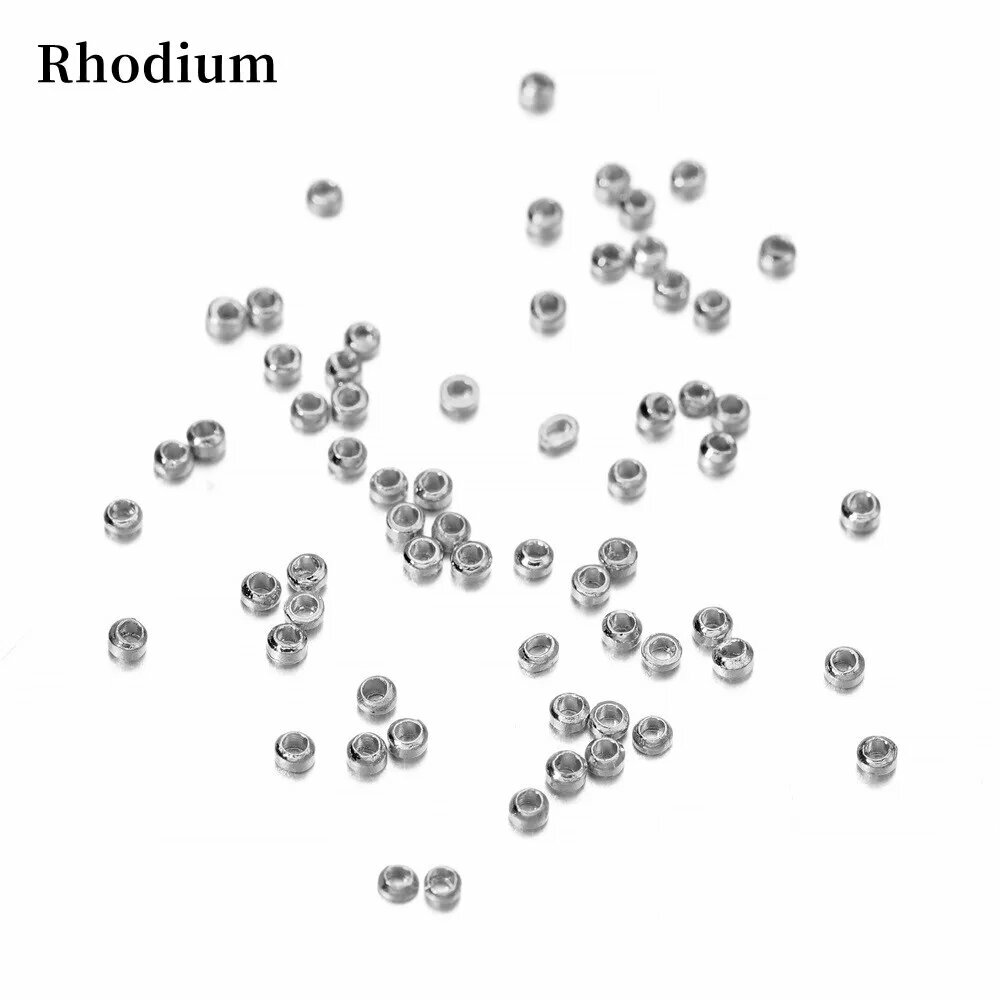 Бусины обжимные Rhodium, 1.5 мм, 100-500 шт.