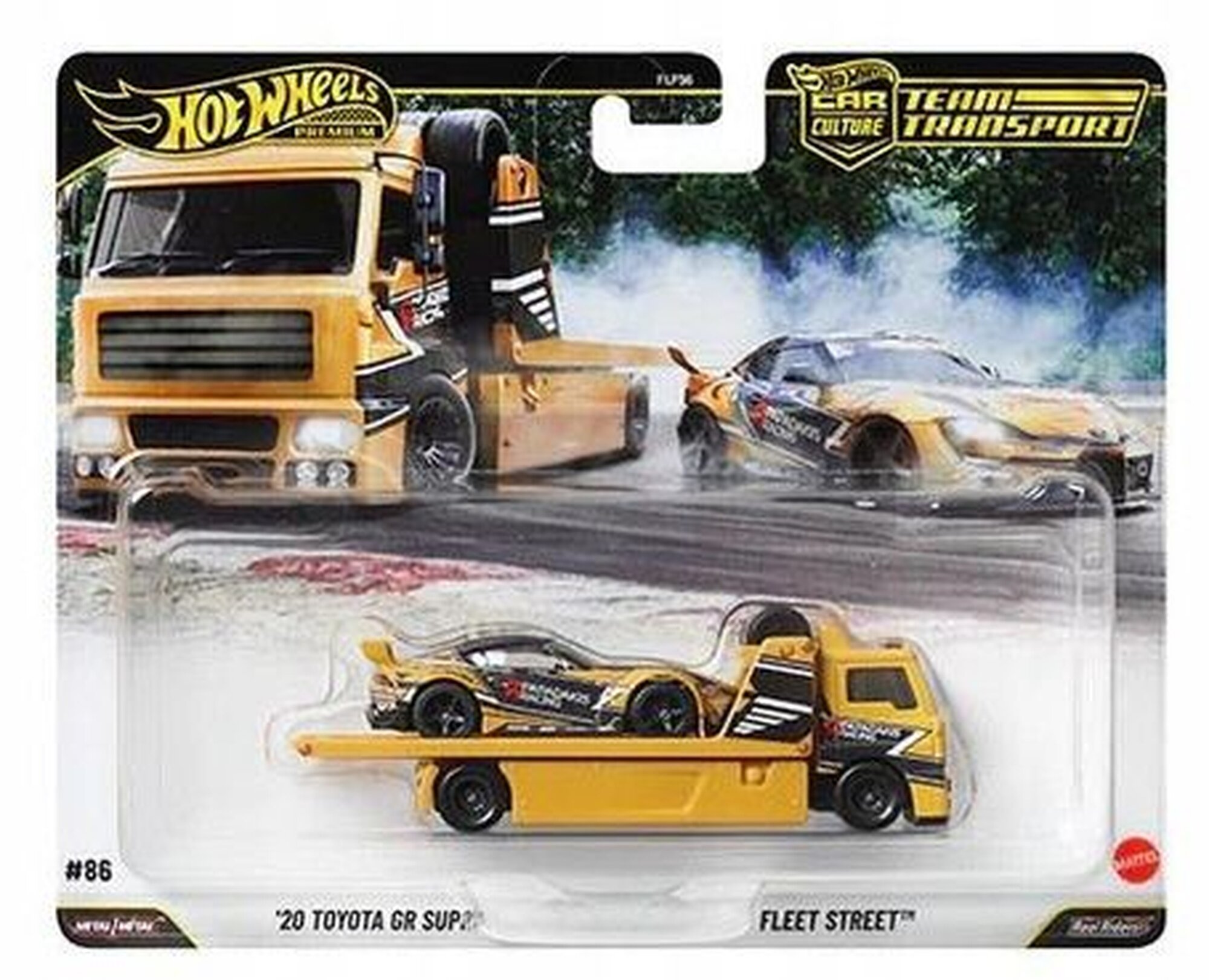 Игрушечный транспорт Hot Wheels PREMIUM - Набор из 2 машин, Team #86 TOYOTA GR SUPRA + Fleet Street - JHX87