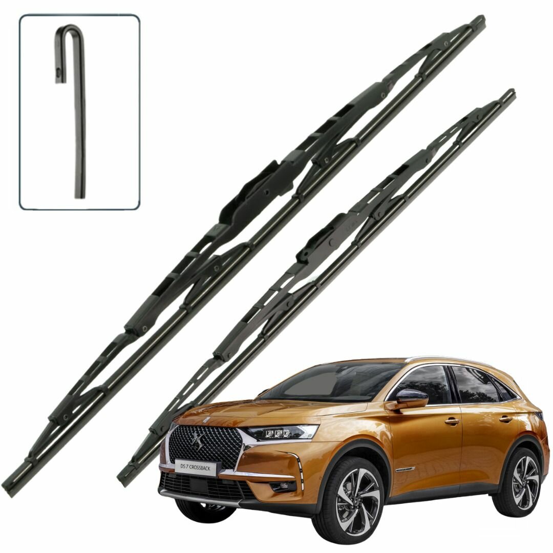 Дворники Citroen DS7 (1) / Ситроен ДС7 5 дв. 2017 - 2022 Щетки стеклоочистителя каркасные для автомобиля 600мм-400мм к-т 2шт.