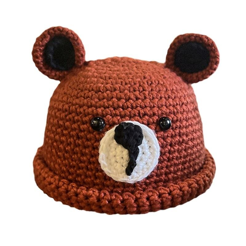 Вязаная шапка «Медвежьи ушки», Красно-коричневый