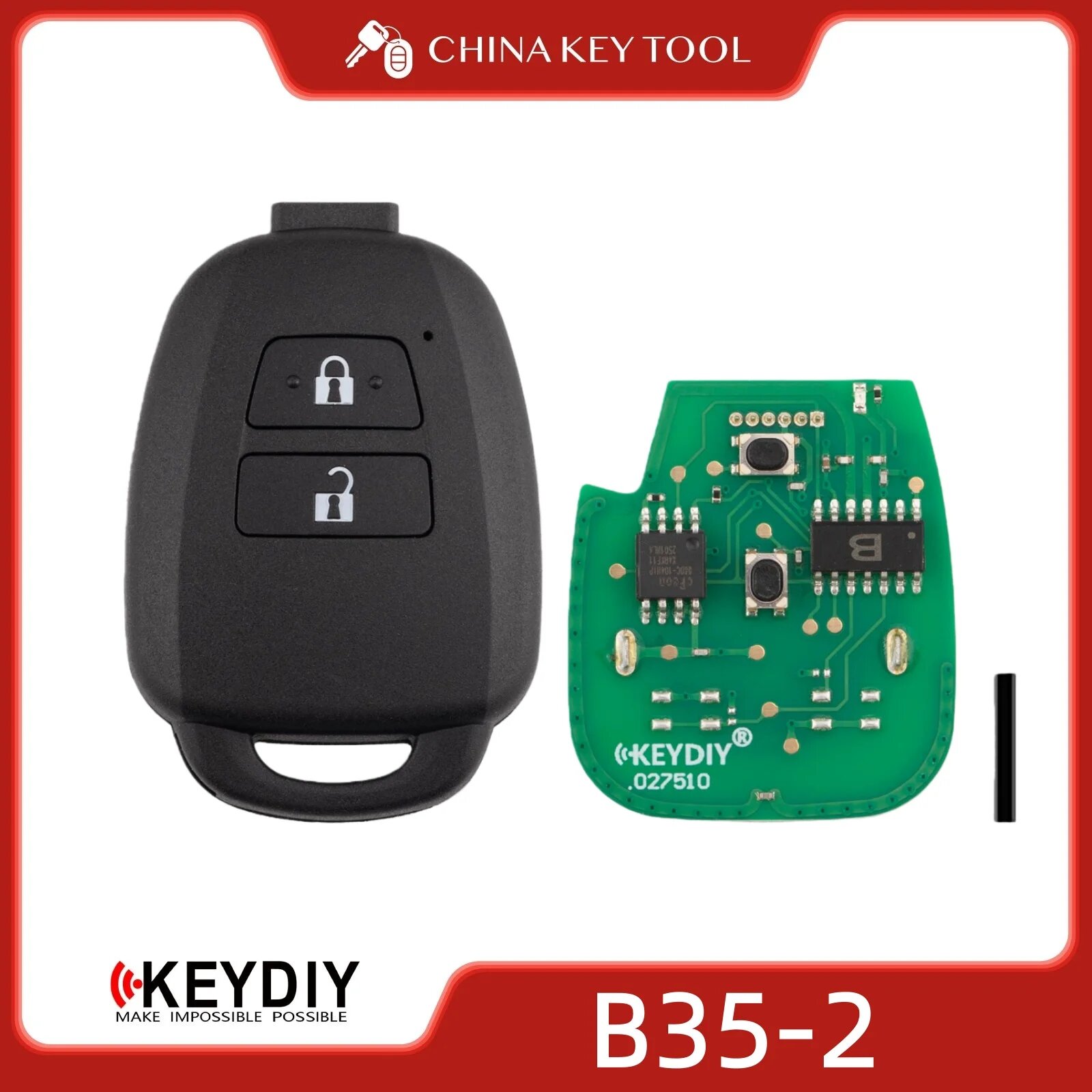 KEYDIY KD B35-2 Универсальный дистанционный ключ серии B, 2 кнопки, совместимые с типом Toyota