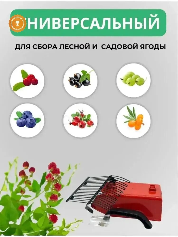 Ручной комбайн для сбора ягод, Плодосборник для малины, черники, смородины, красная — фото 1