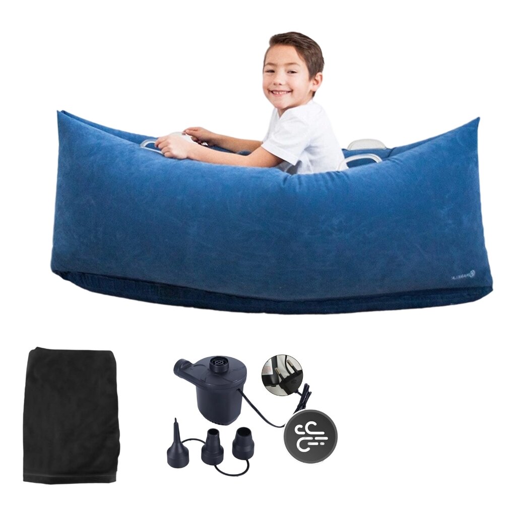 (Надувной диван из ПВХ, креативное откидное кресло в форме лодки, европейский стандарт от 100 до 240 В-темно-синий