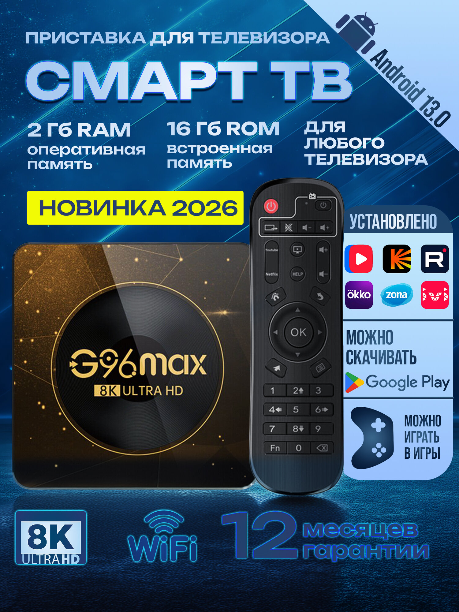 Смарт ТВ приставка на системе Андройд / Медиаплеер для телевизора