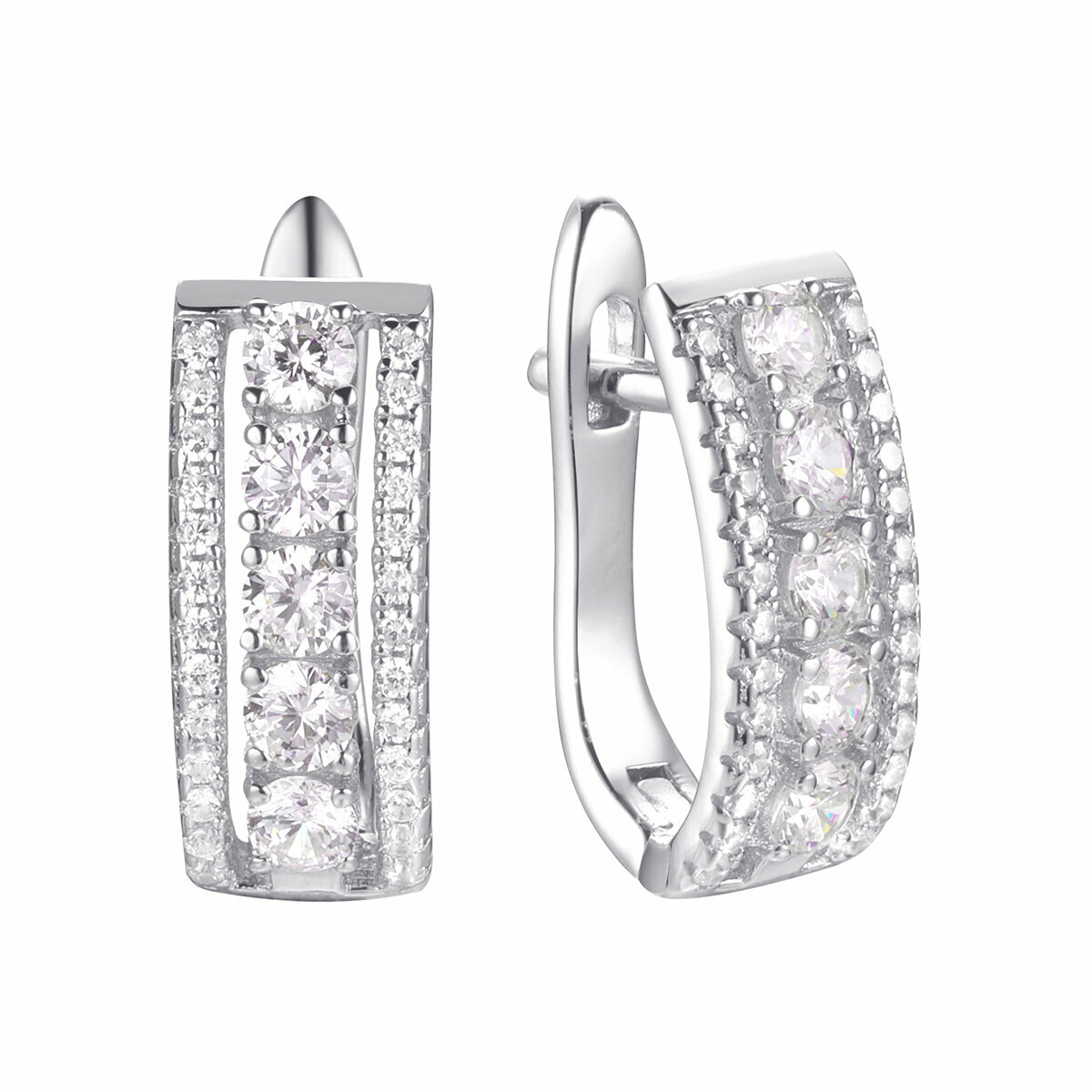 Серьги, серебро, 925 проба, фианит