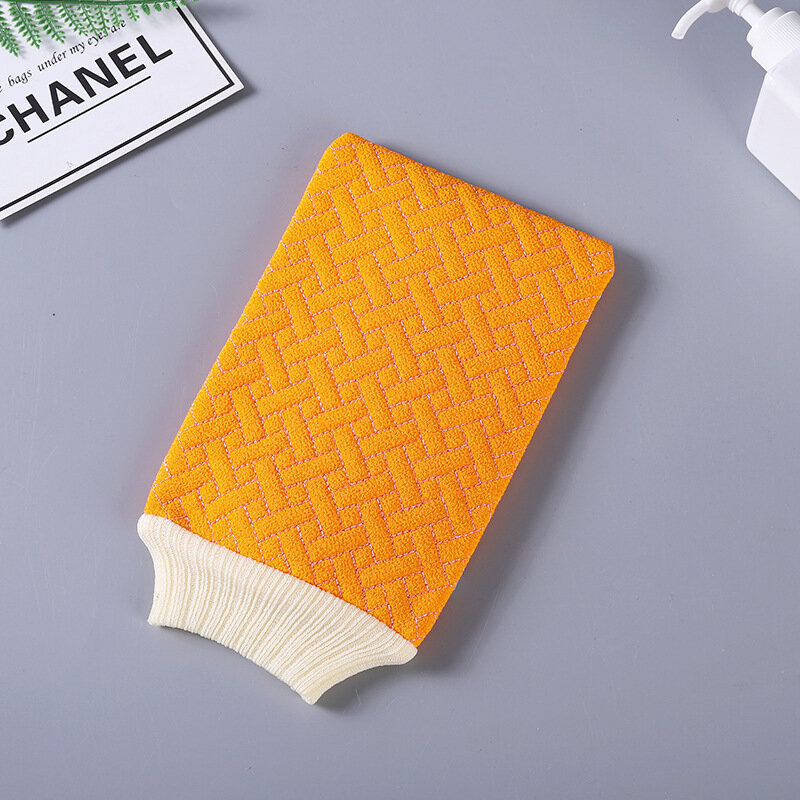 Двойная сторона перчатка для душа с абразивным эффектом, ярко-оранжевый цвет, экологичный материал для ежедневного