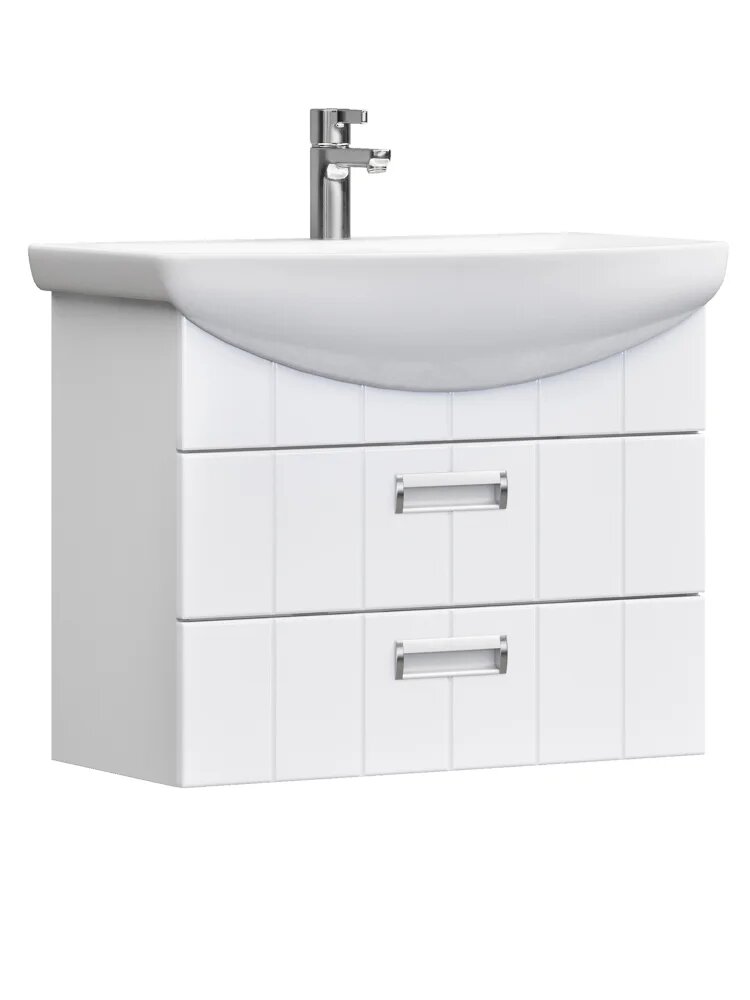 Тумба под раковину без столешницы Vigo Diana 70 подвесная, белая, глянцевая, из МДФ, тумба для ванной, с ящиками