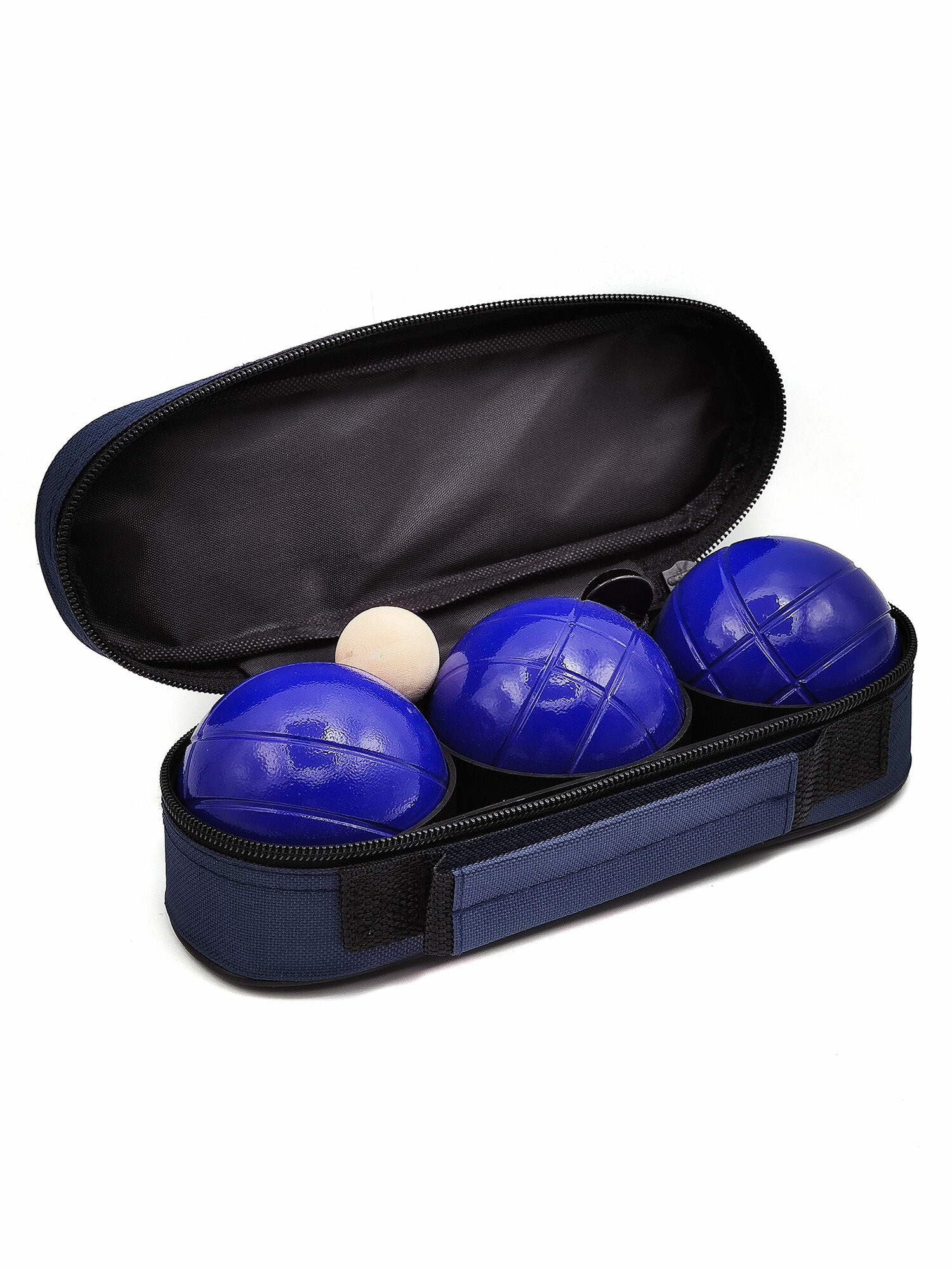 Петанк металлический Фабрика Игр спортивная игра для улицы Бочча, 3 шара, глянцевые, темно-синие, в сумке