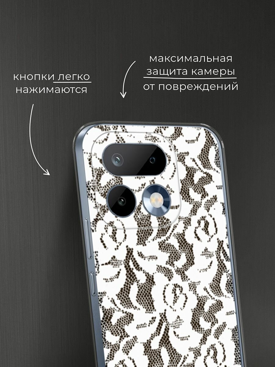 Чехол на Realme 16 Pro / Реалме 16 Про с принтом Белые кружева цветов — фото 1