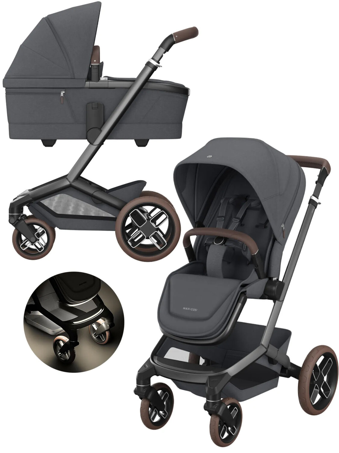 Коляска 2 в 1 Maxi-Cosi Fame Twillic Graphite (2 коробки)