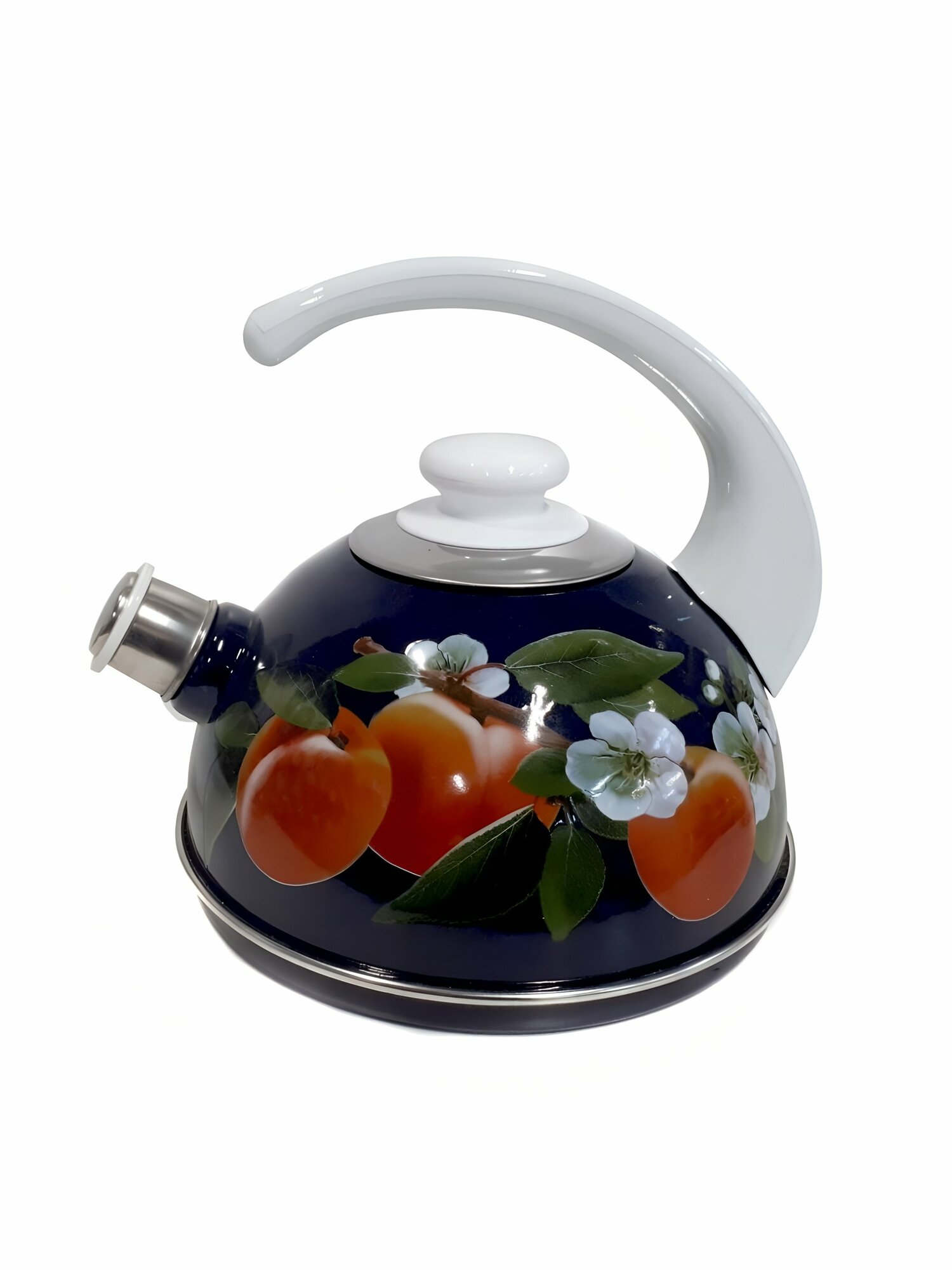 Рубин чайник для плиты из эмалированной стали со свистком, 2.5 л, синий