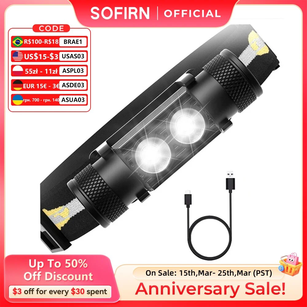 Sofirn H25S налобный фонарь 1200 люмен