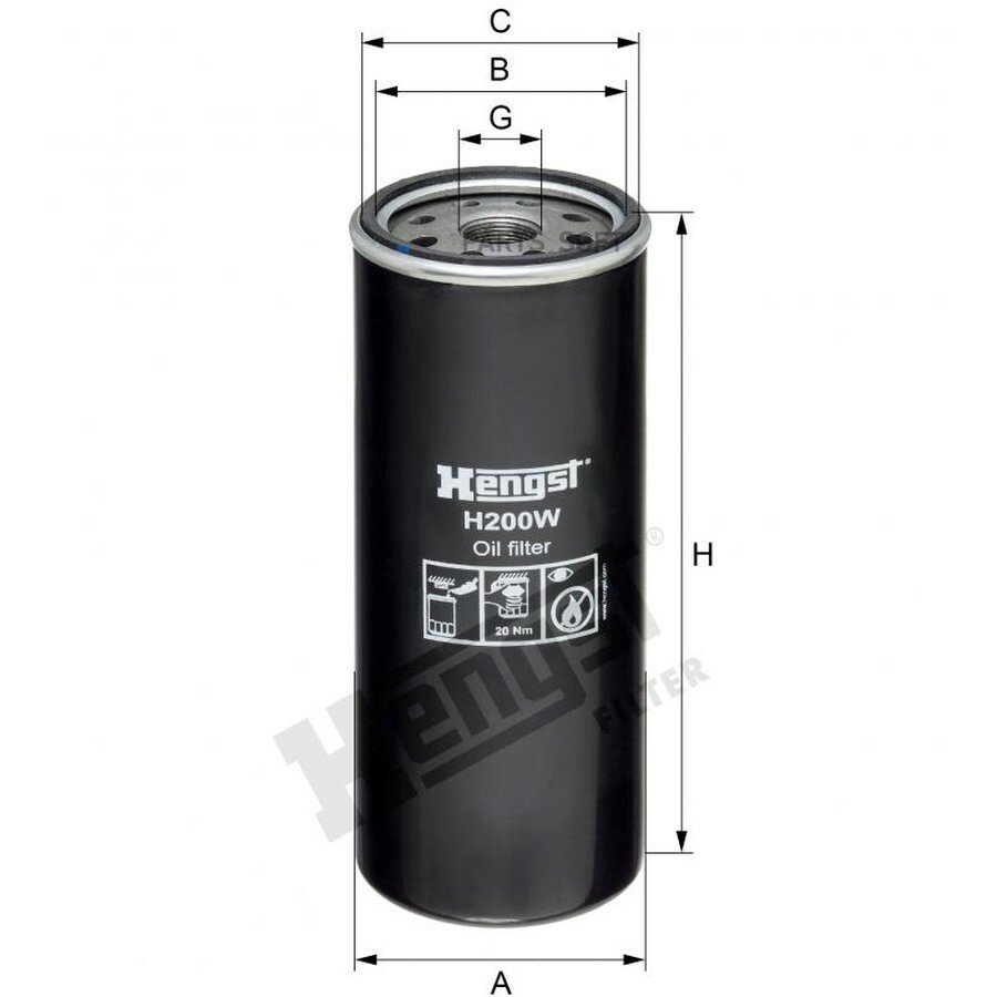 HENGST FILTER H200W Фильтр масляный KHD/ IVECO