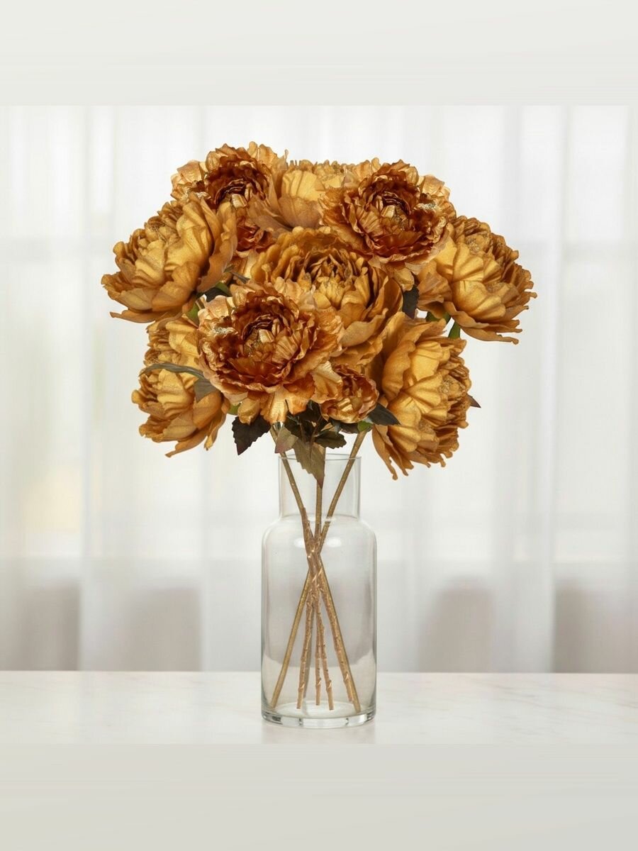 Букет Пионов 9шт "FLOWERS GLAMOUR" 60см золотые