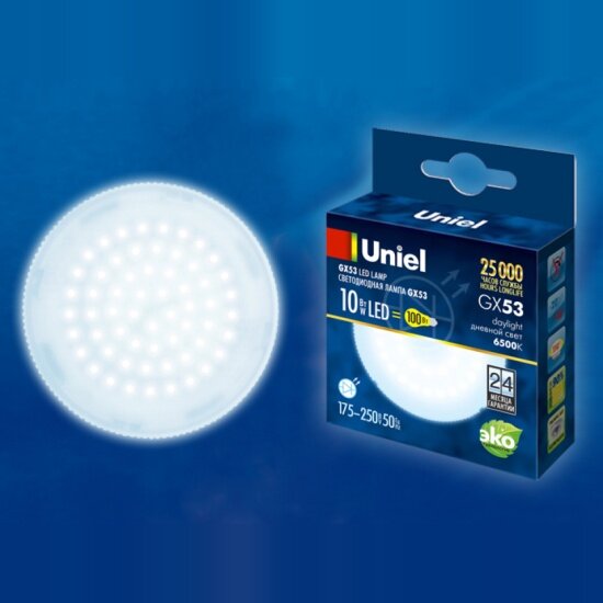 Светодиодная лампа Uniel LED-GX53-10W/6500K/GX53/FR PLZ01WH
