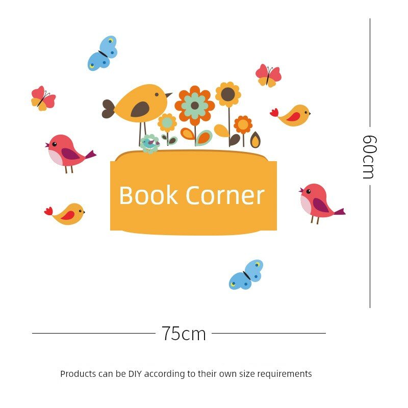 Наклейка для книжного угла - Декор для класса с мотивационной фразой 'Book Corner' - Большие размеры образовательного
