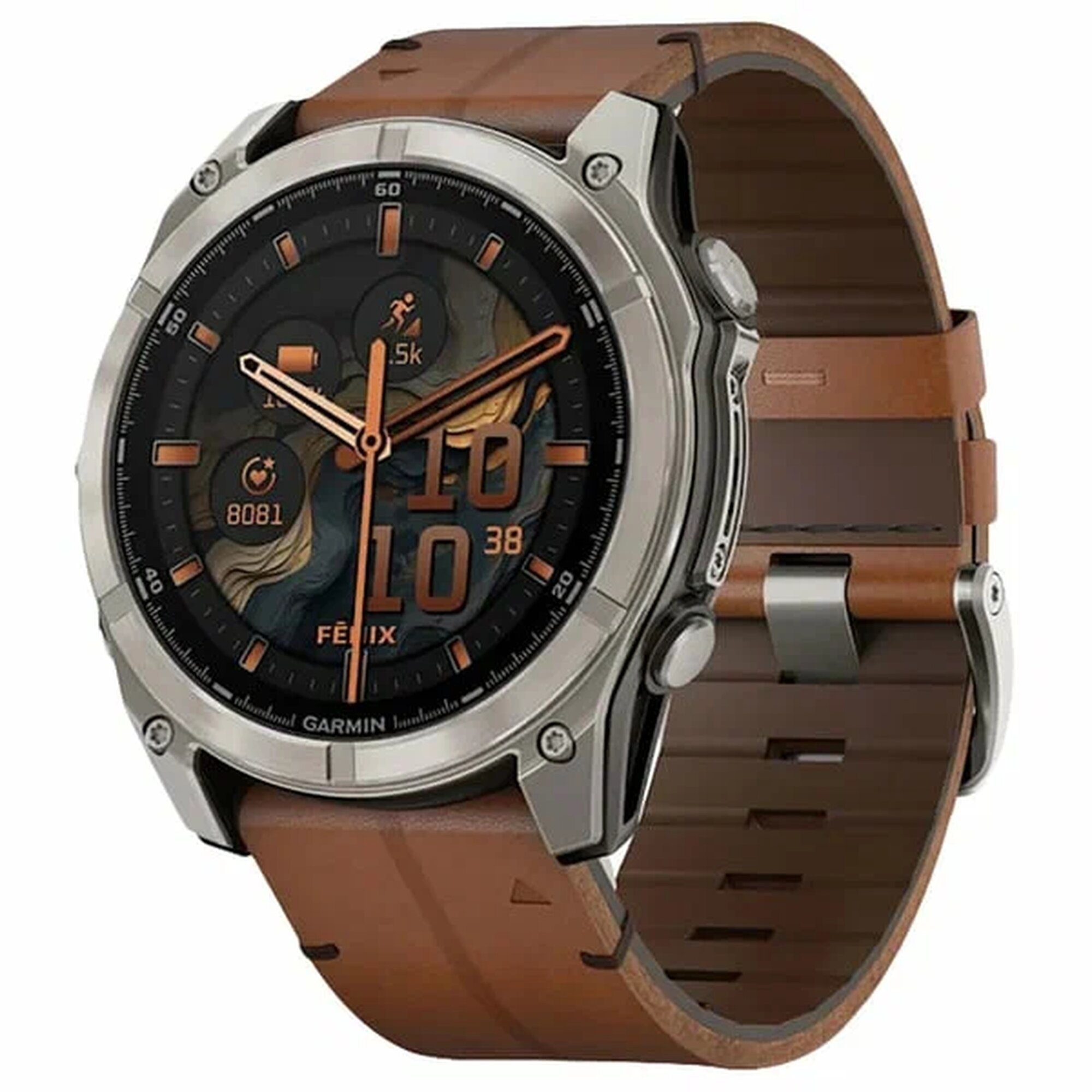 Умные часы Garmin FENIX 8 51mm Amoled Sapphire Bare Titanium Black with Chestnut Leather Band+Grapphite Silicone Band
