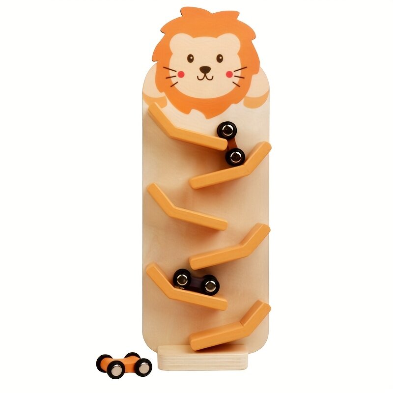 VPHQWG 6-уровневая деревянная горка: с животными (лев/пингвин/тигр), быстрая, образовательная для визуального отслеживания, для мальчиков/девочек, подарок на День Рождения/Рождество