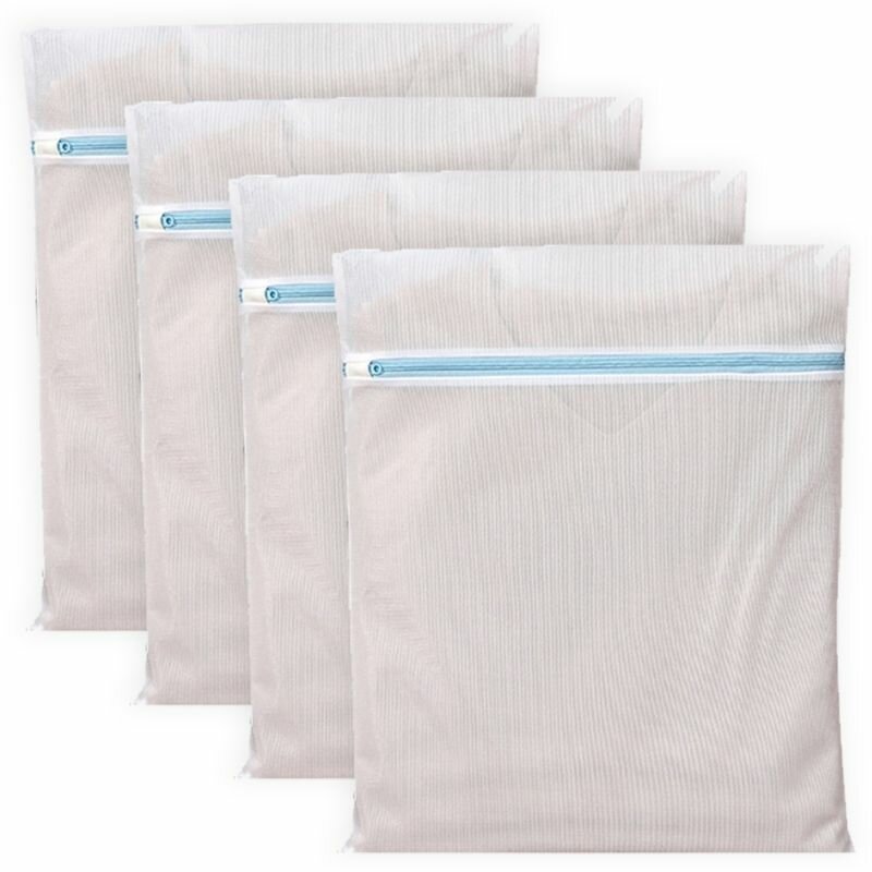 (4 шт) Усиленные сетчатые мешки для стирки - синие, сетка среднего размера