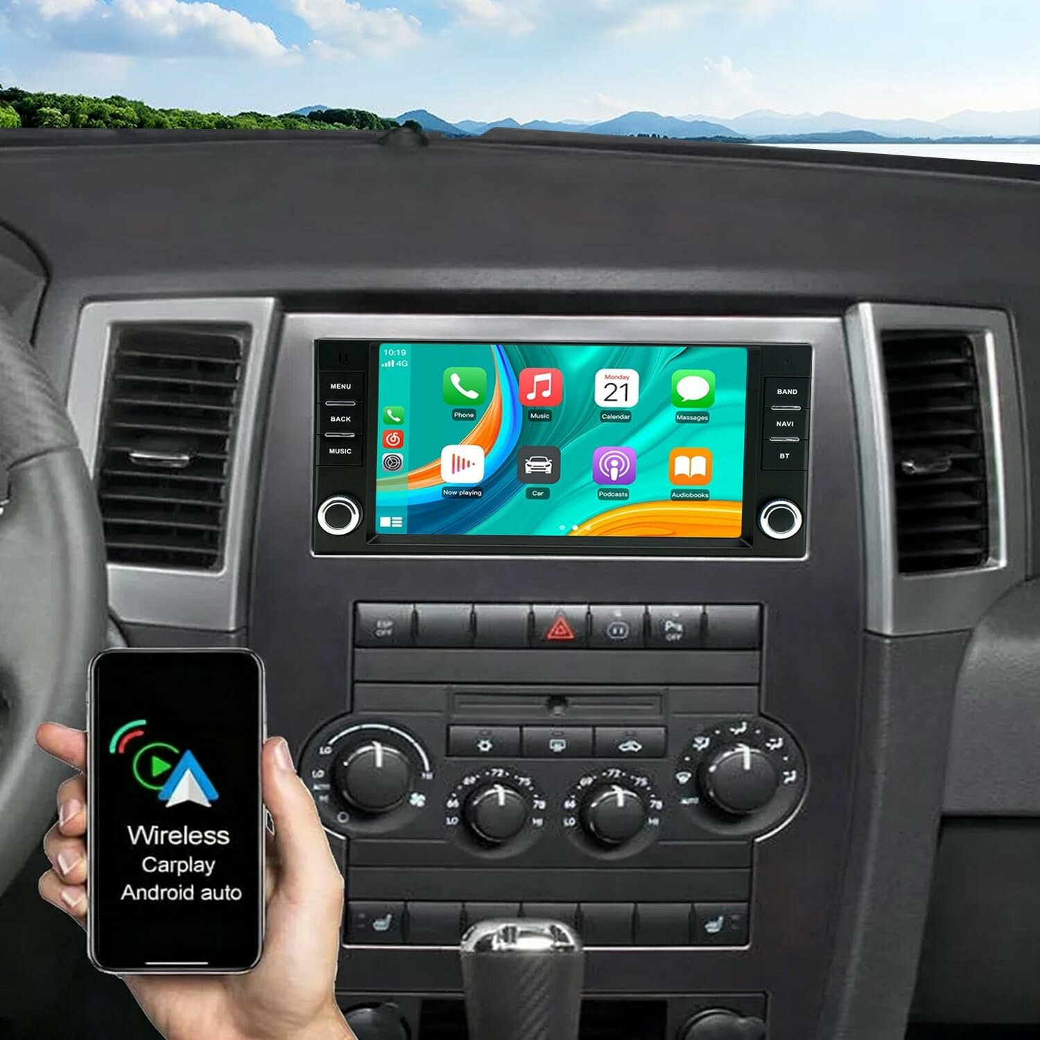 Автомобильная стереосистема для Jeep Grand Cherokee 2008-2010, Android 13 с CarPlay, беспроводная связь, Android Auto,