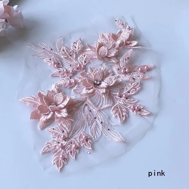 Сетчаная вышивка с цветочным рисунком, 30.5*21 см, saskia Розовый, pink
