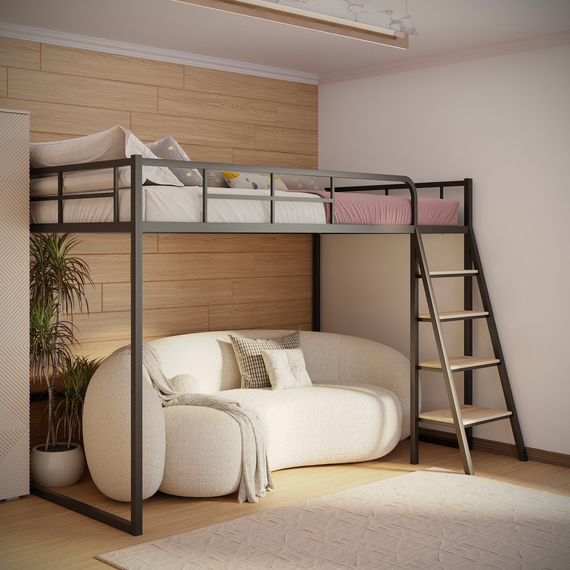 Кровать чердак Сингл Костюковъ 180х200 черный