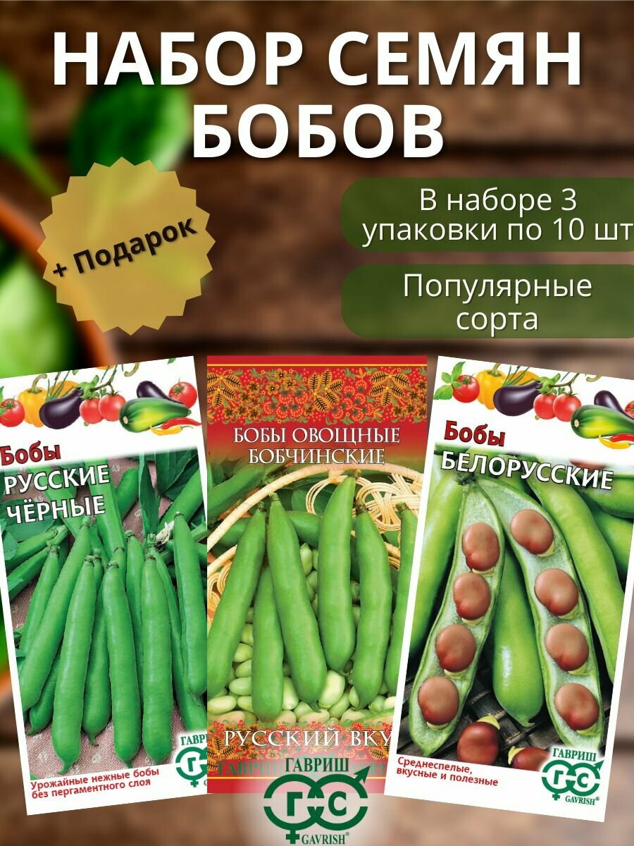 Семена бобов раннеспелых Русские чёрные Бобчинские Белорусские бобы раннеспелые Раннеспелые бобы