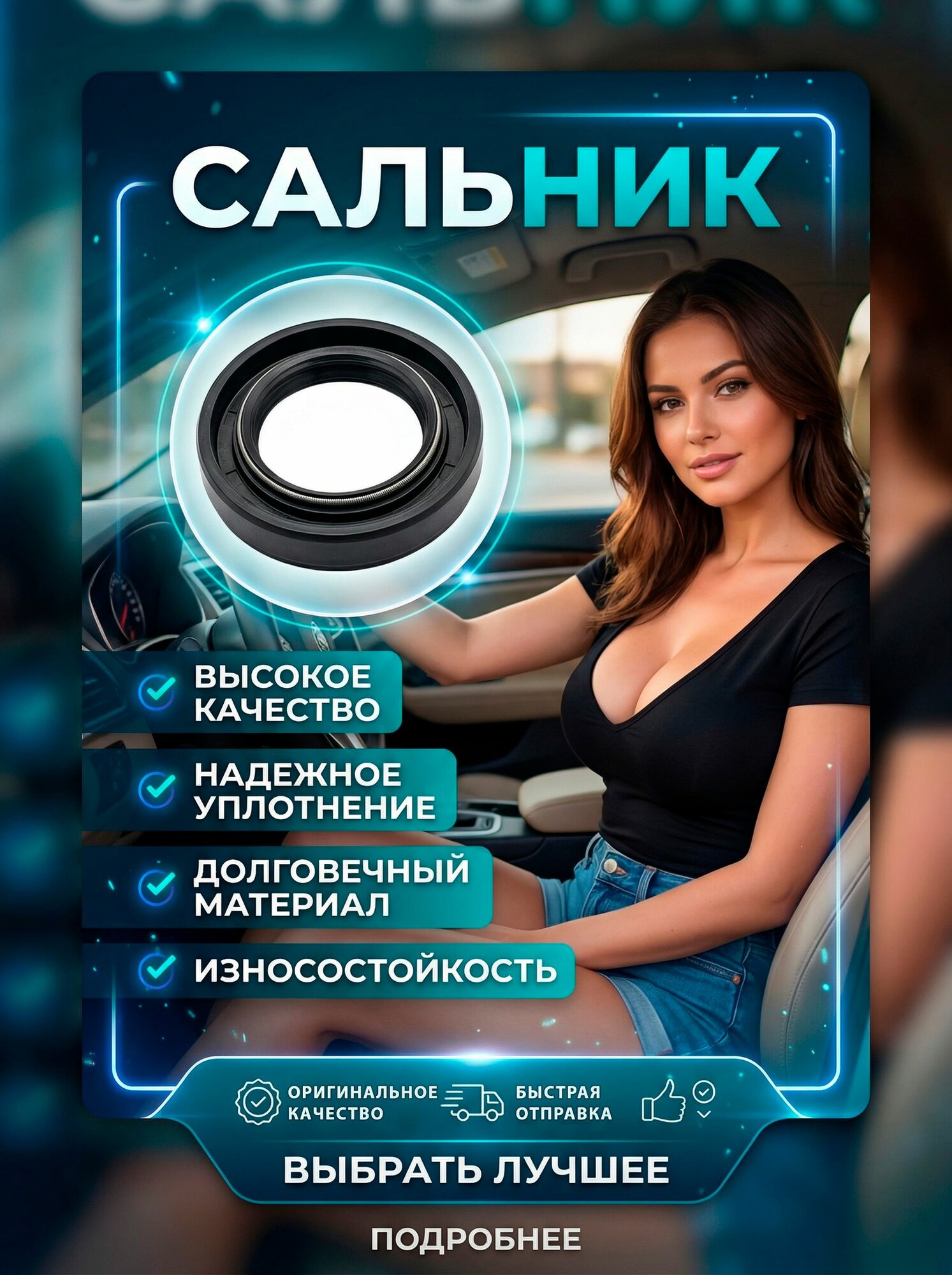 Усиленный сальник привода МКПП IB5 для Ford Focus-1,2,3 / Fusion / Fiesta NQK.SF - 1 ШТ.