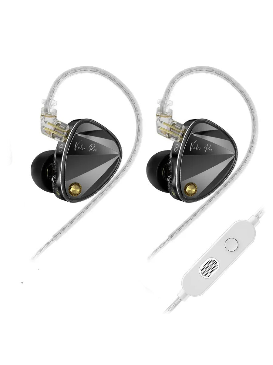 KZ Vader Pro Bass Edition с микрофоном, серый, проводные наушники