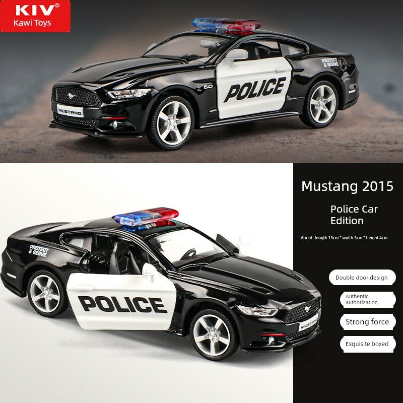 Форд Мустанг Полицейская Автомобильная Модель из Алюминиевого Сплава для Мальчиков - 1:64 Масштаб, Сборная Игрушка Темы