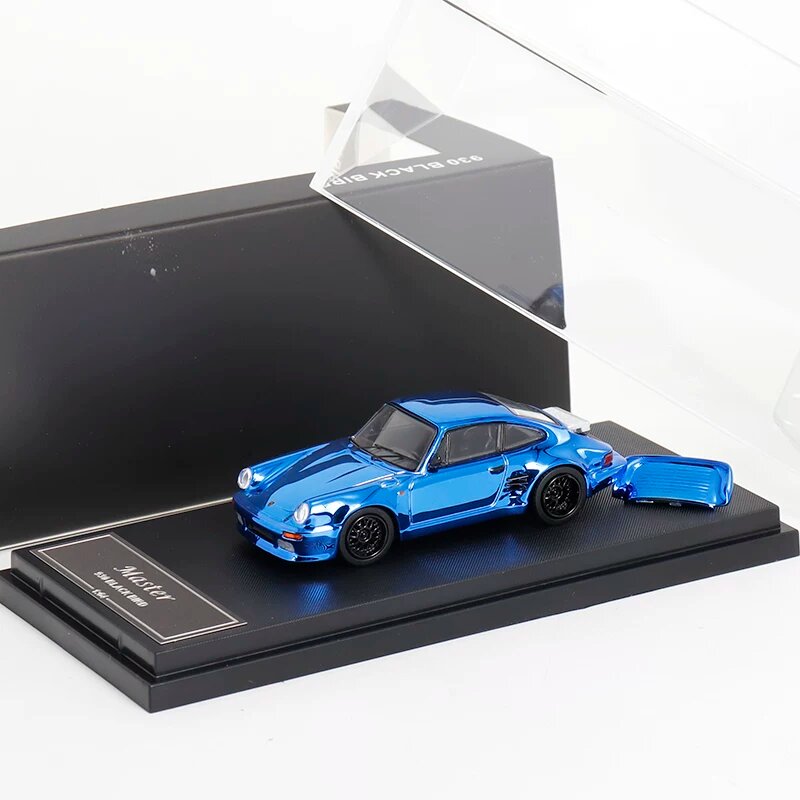 1:64 Масштабная алюминиевая модель автомобиля Porsche 911 930 Turbo в электрическом синем цвете